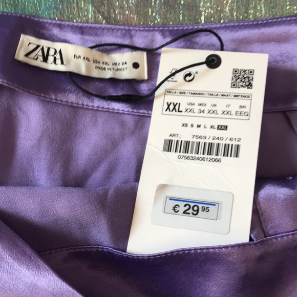 Zara | Skirts | Rare Zara Plus Size Lavender Purple Satin Side Slit ...